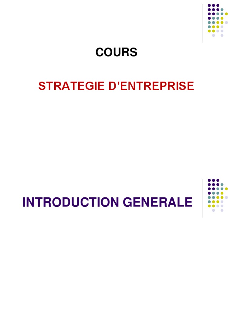 Cours-stratA Gie D'entreprise | PDF | Évolution de carrière | Affaires