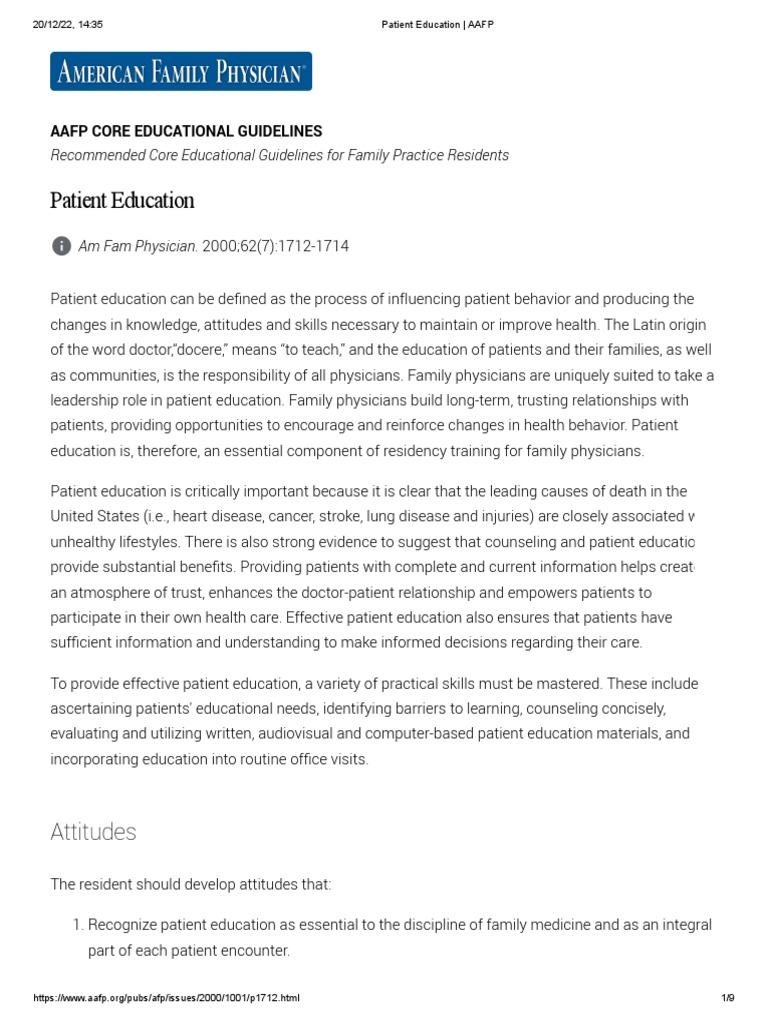 Patient Education - AAFP | PDF | Chronic Condition | Family Medicine