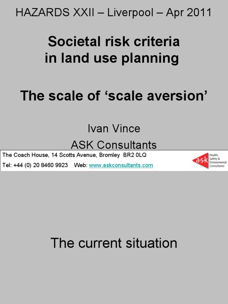 Societal Risk in Land Use Planning - The Scale of 'Scale Aversion' | PDF