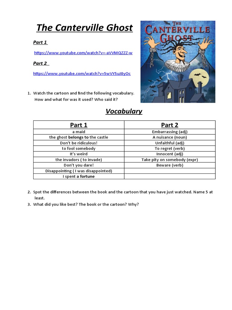 The Canterville Ghost Cartoon | PDF