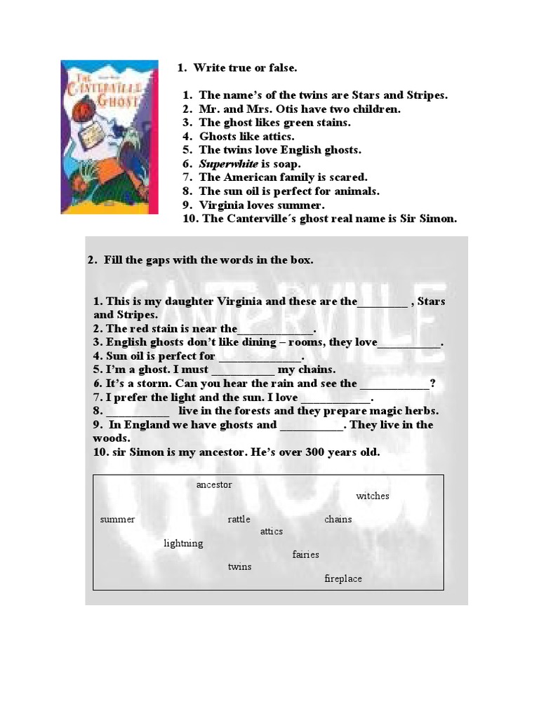 The Canterville Ghost After Reading Activities | PDF