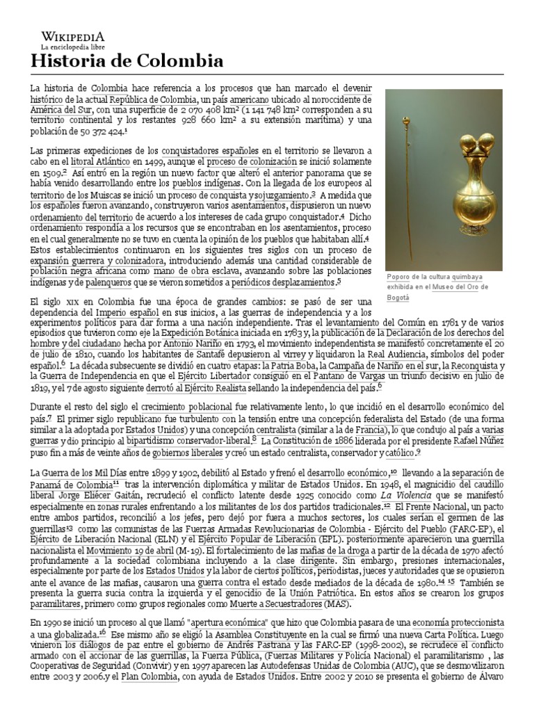 Historia de Colombia 198 - Wikipedia, La Enciclopedia Libre | PDF