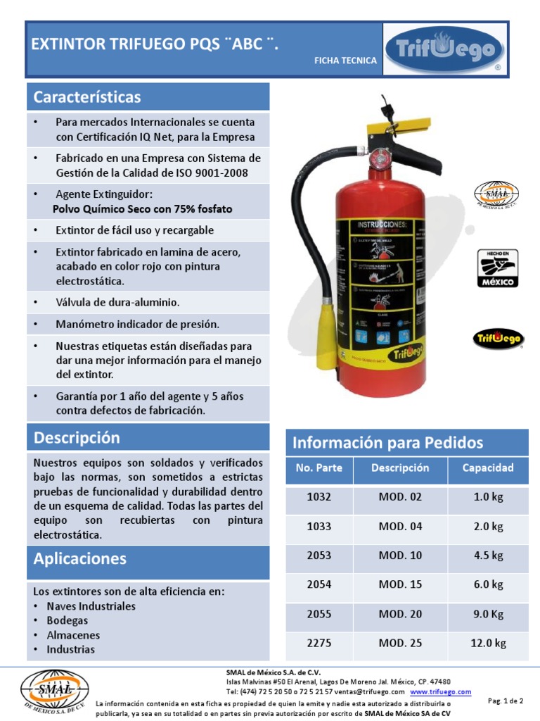 Ficha Tecnica Extintor | PDF