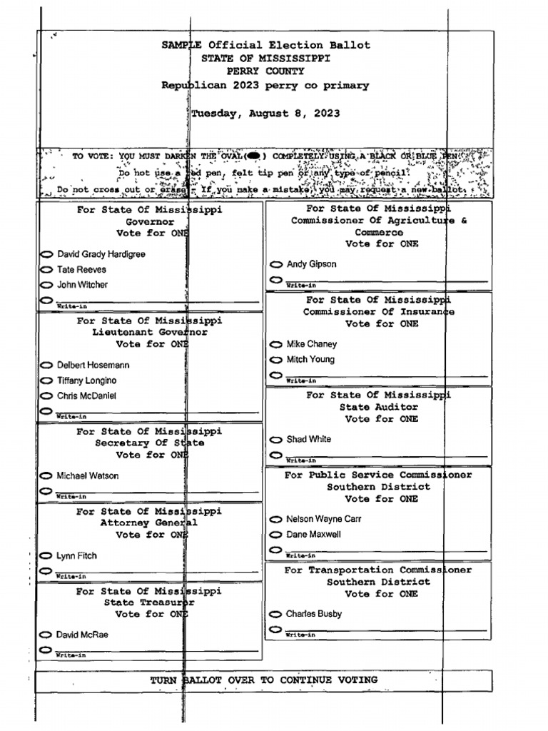 Perry County - Republican Sample Ballot | PDF