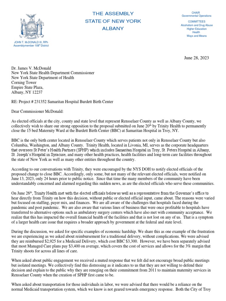 Oppose Burdett Birth Center Closure | PDF