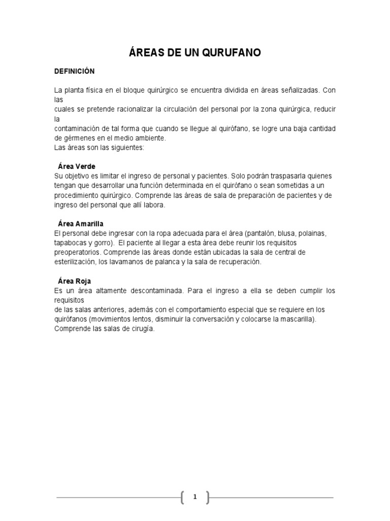 Áreas de Un Quirofano | PDF | Lavado de manos | Higiene