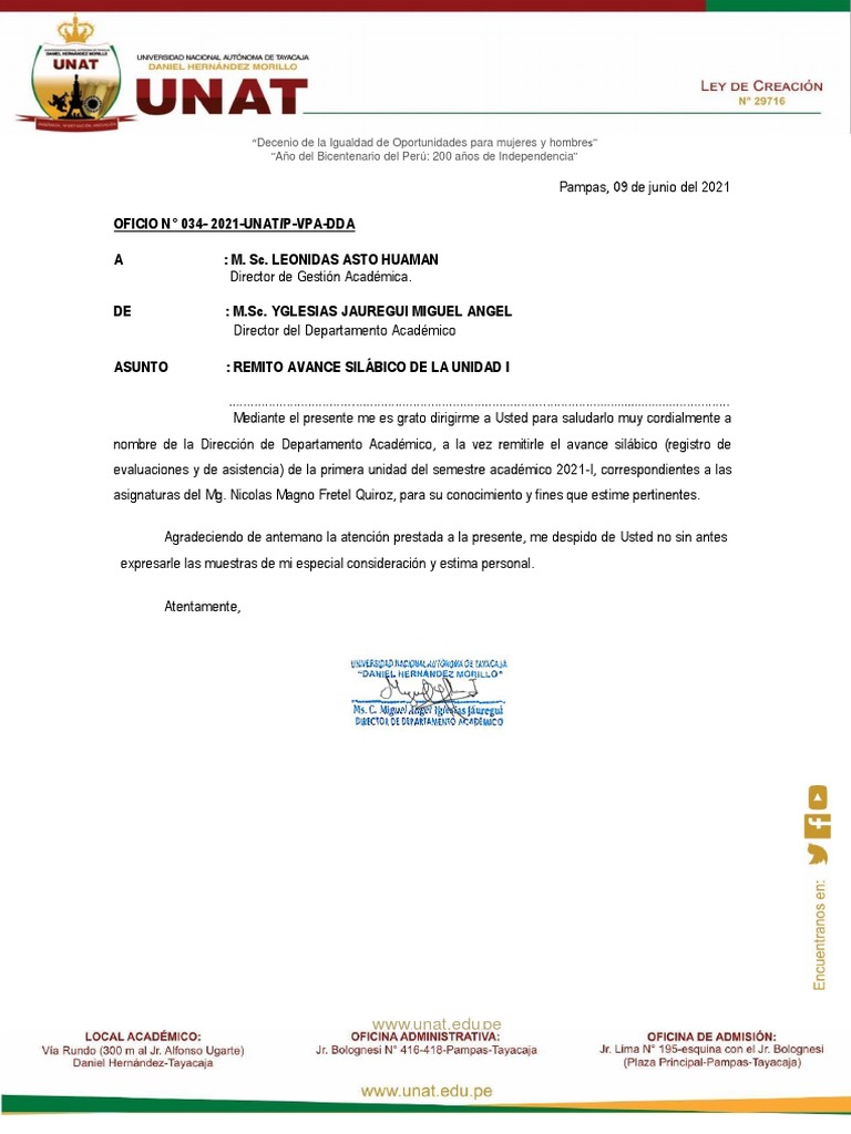 OFICIO #034 - REMITO AVANCE SILÁBICO DE LA UNIDAD I-Prof. Nicolas | PDF | Tecnologías de la ...