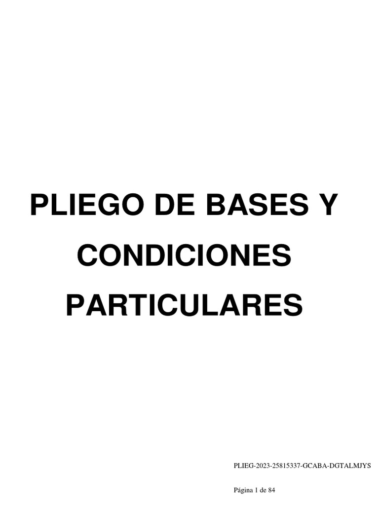 Pliego de Bases y Condiciones Particulares | PDF | Valores | Buenos Aires