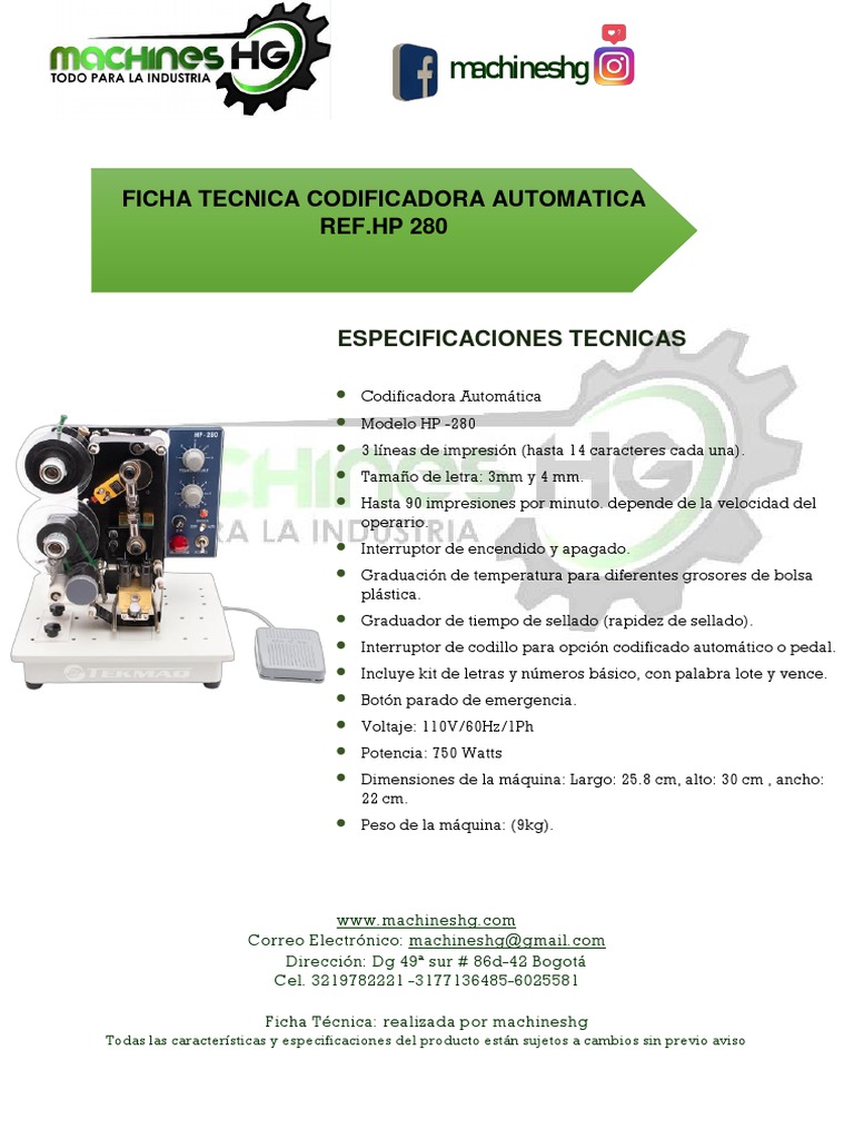 Ficha Tecnica Codificadora Automatica | PDF | Electricidad | Bienes ...