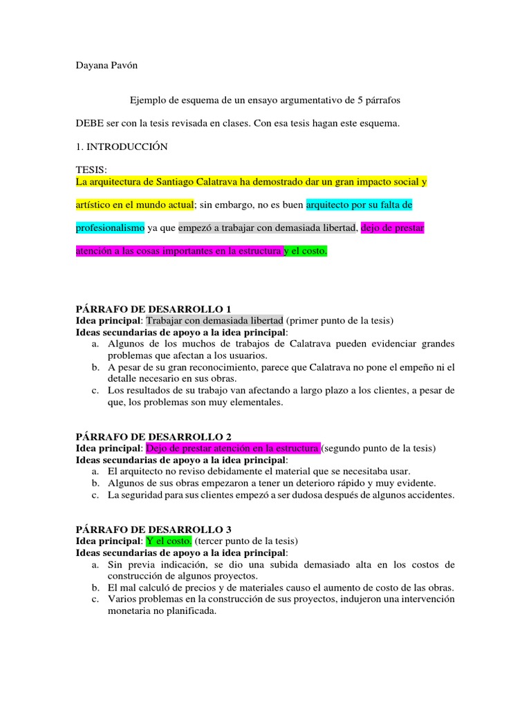 Ejemplo de Esquema de Un Ensayo de 5 Párrafos 2022 (1) Terminado | PDF