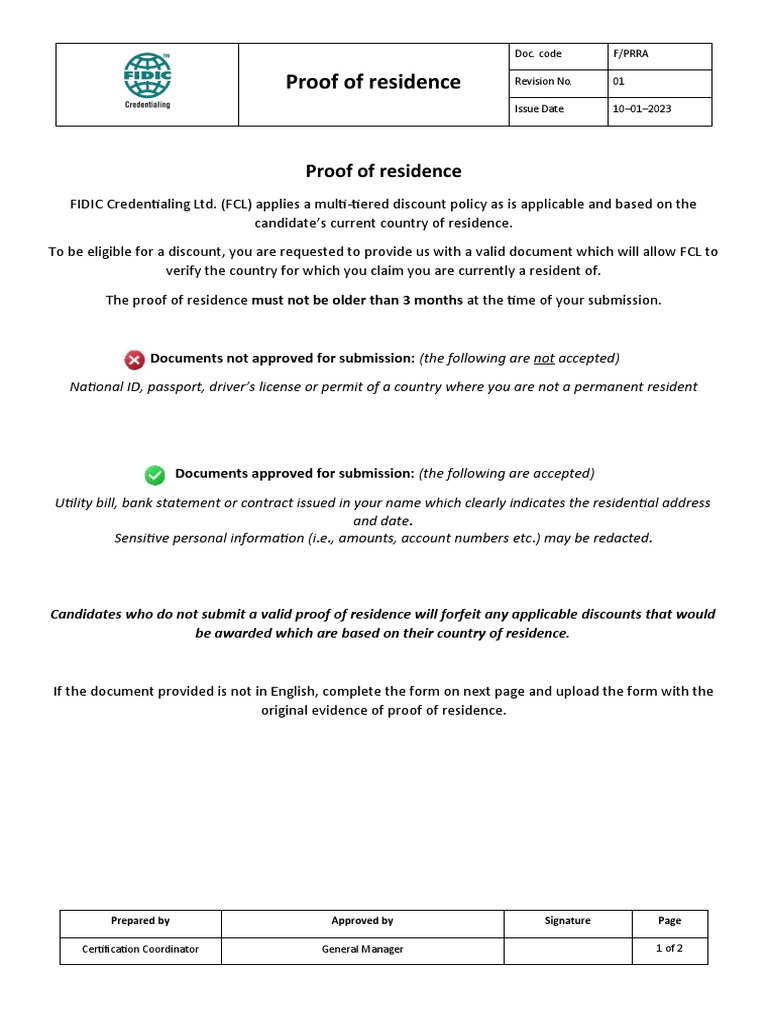 FCL-Proof-of-residence-form | PDF | Authentication | Government And ...