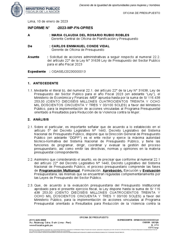 Informe R 275-2023 PP 1002 | PDF