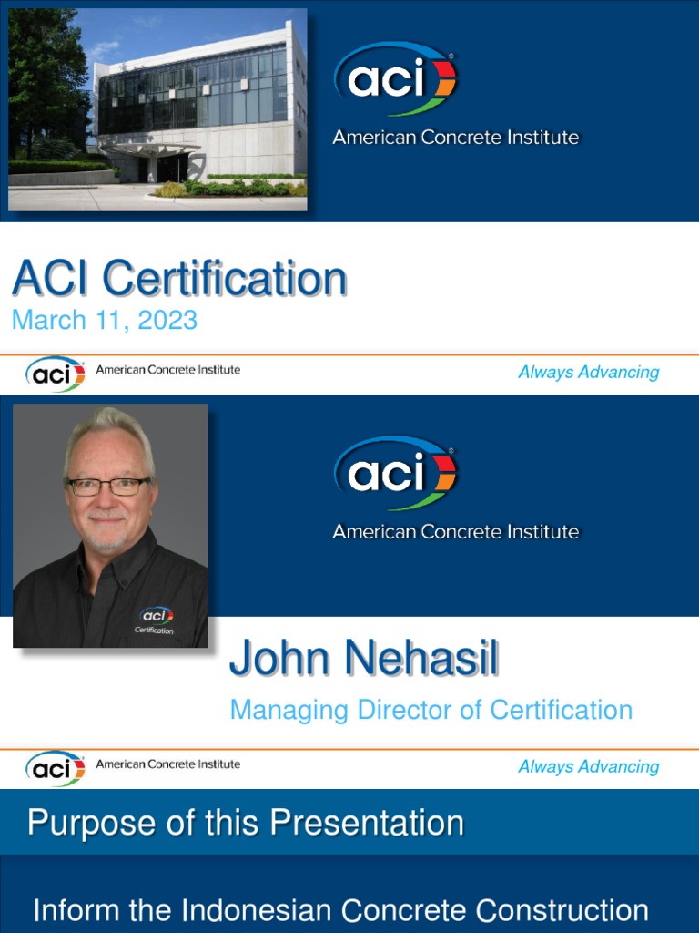 Materi 1 - ACI Certification | PDF | Concrete | Certification