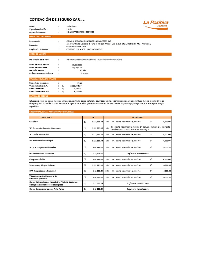 Urgente Cotizacion Poliza Car Ate May-Coimple | PDF | Hardware de la computadora | Informática