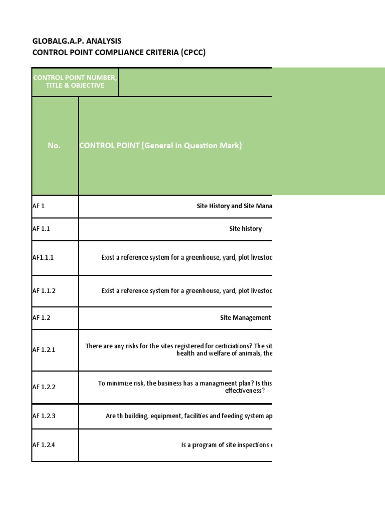 Food Agri Global Gap Template | PDF