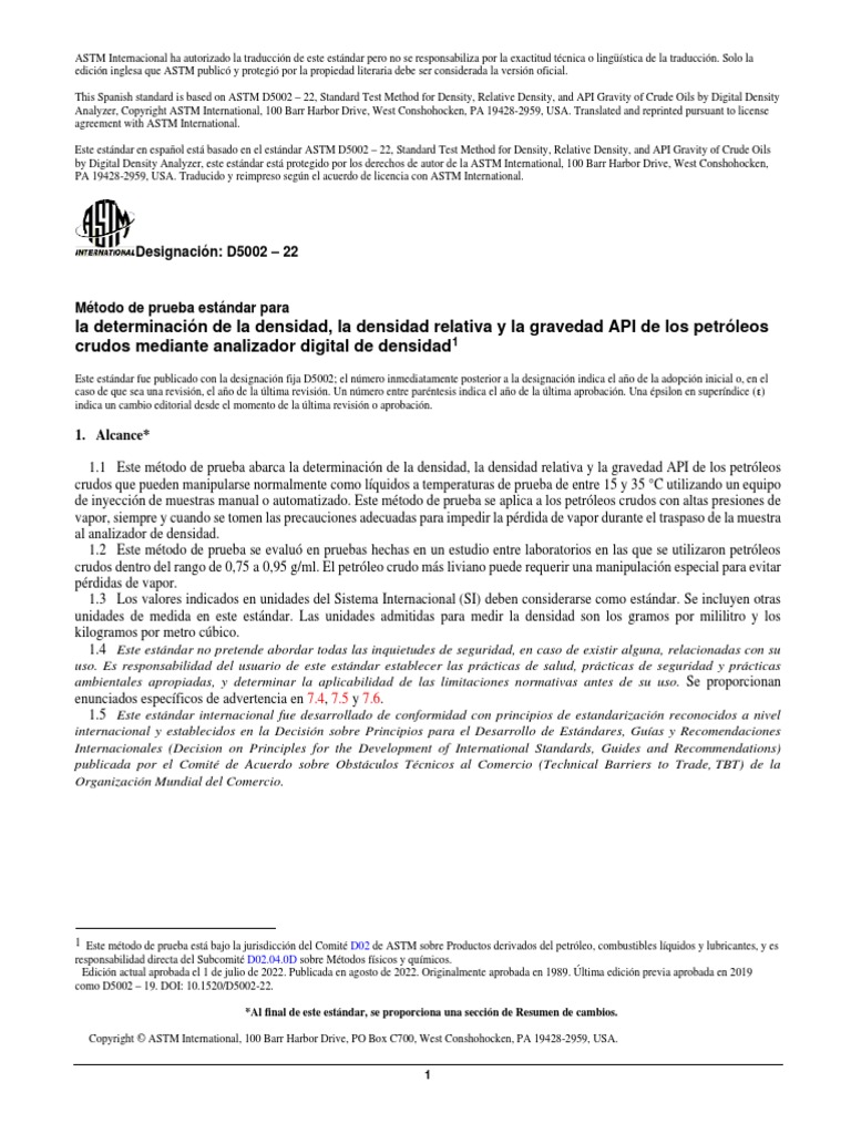 D5002-22 | PDF | Densidad | Agua