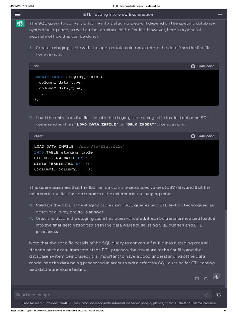 Conver Flat File Into Staing Area | PDF | Table (Database) | Sql