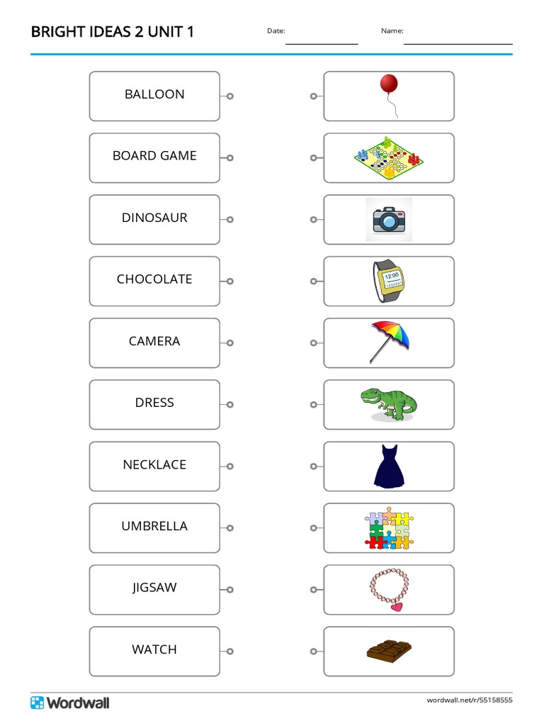 Bright Ideas 2 Unit 1 Match Up | PDF