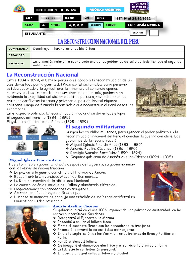 Activ. 24 La Reconstruccion Nacional | PDF | Historia