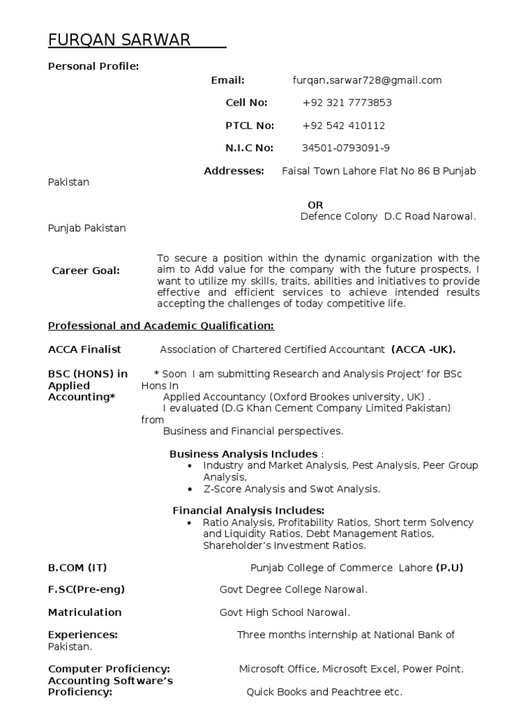 Furqan CV | PDF | Accounting | International Financial Reporting Standards