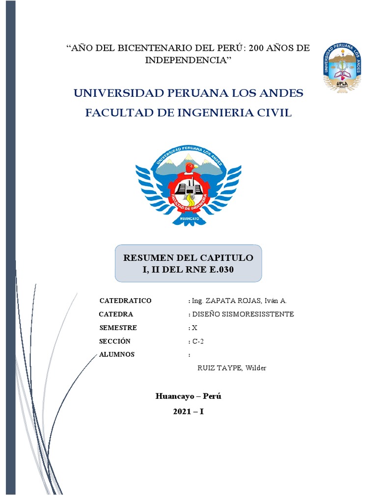 Resumem norma E.030 Wilder Ruiz Taype | PDF | Estrés (Mecánica) | Mecánica