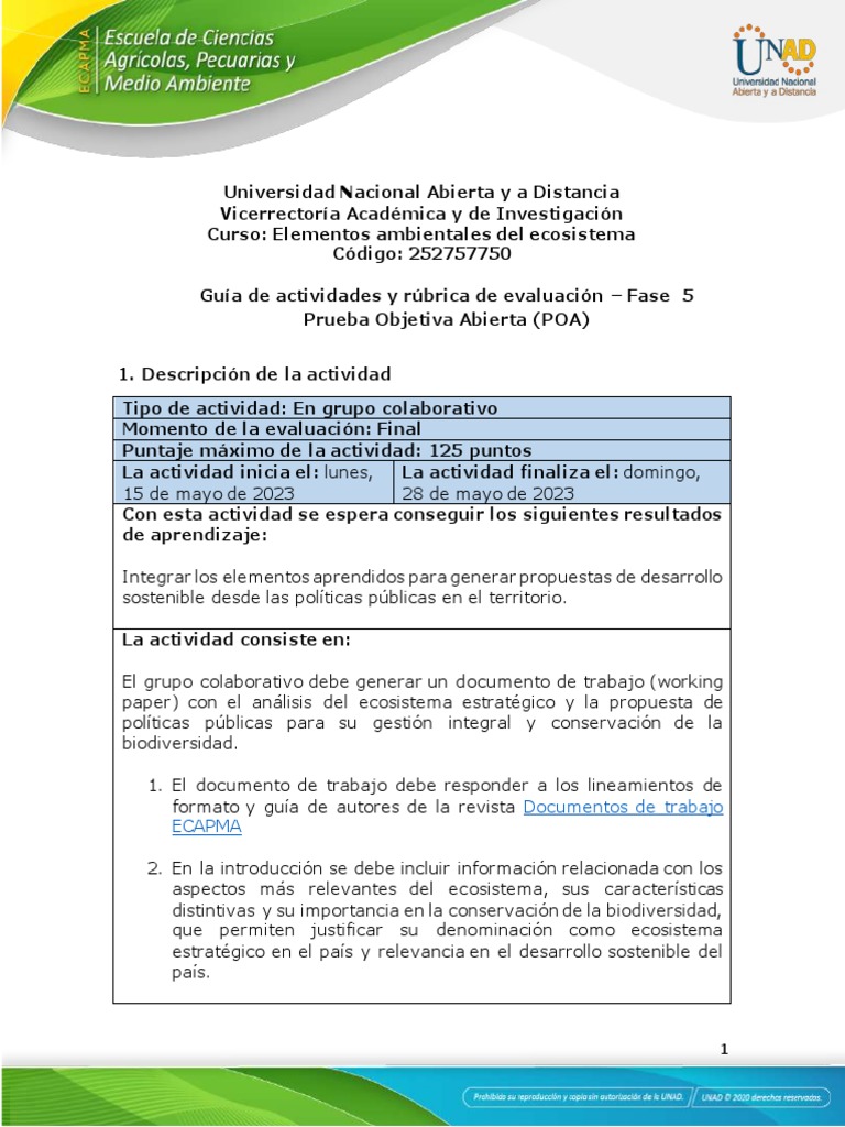 Guia de Actividades y Rúbrica de Evaluación - Fase 5 - Prueba Objetiva Abierta (POA) | PDF ...