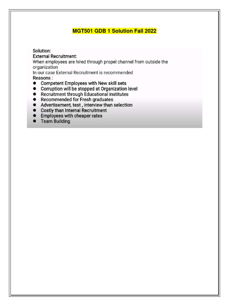 MGT501 GDB 1 Solution Fall 2022 | PDF