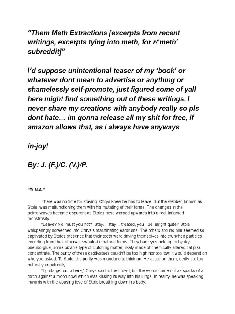 Meth Extractions (Collection of Some Writings Tying Into Meth, Written ...
