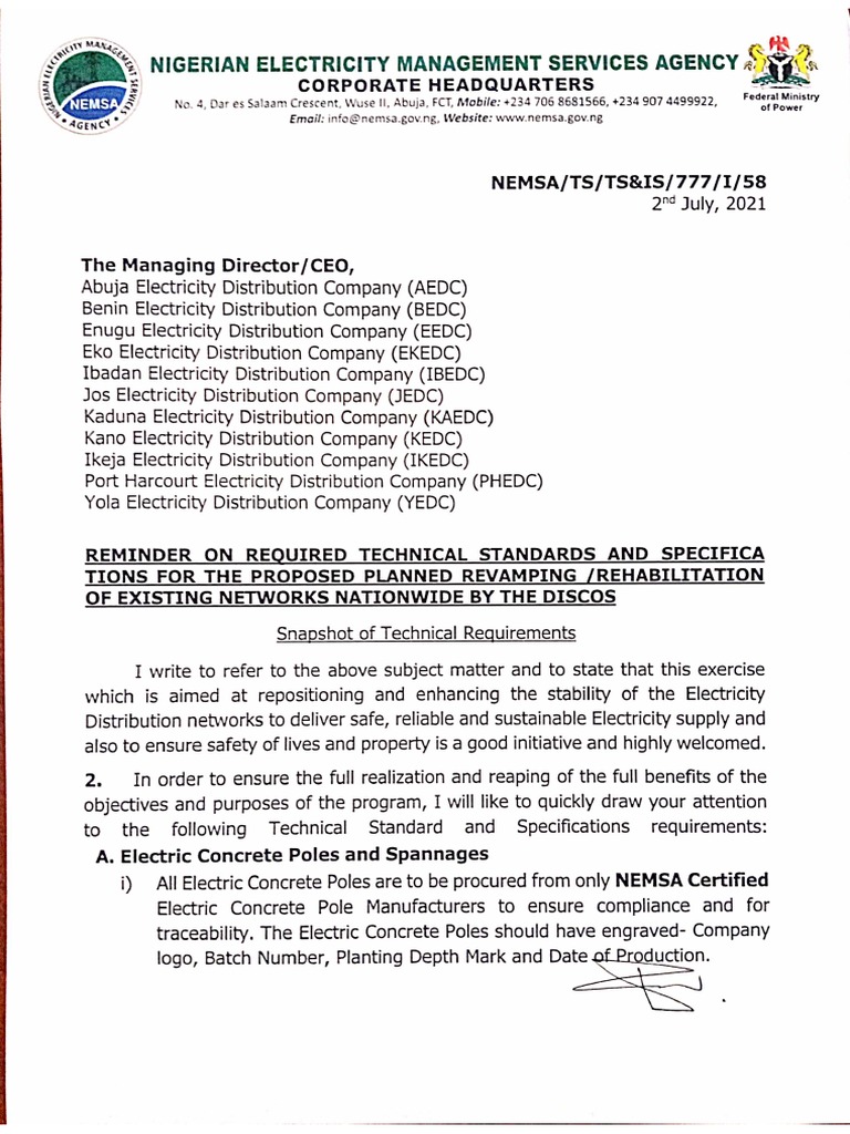 DISCO NEMSA-Circular | PDF