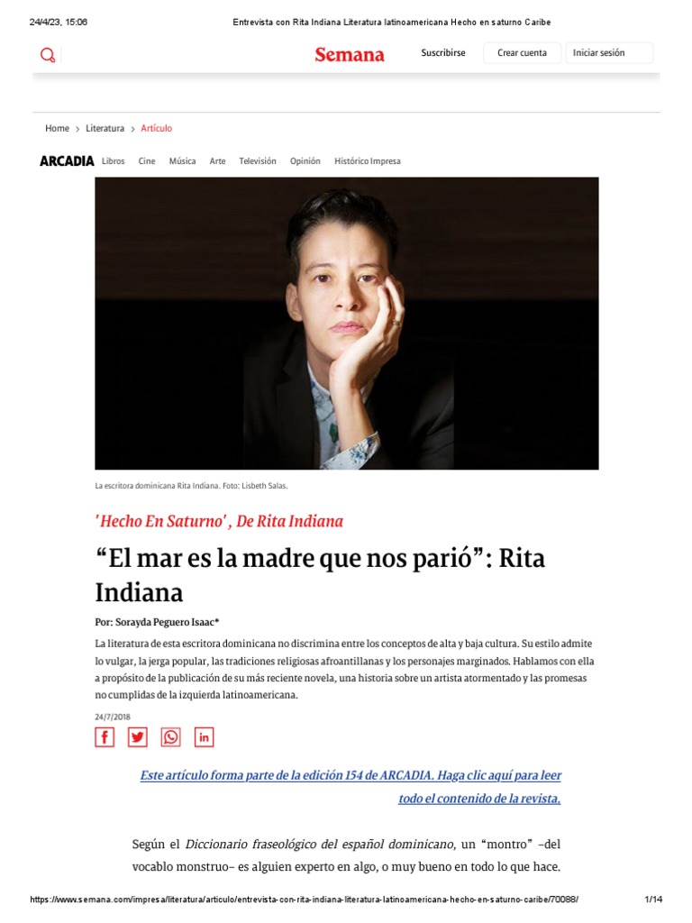 Entrevista Con Rita Indiana Literatura Latinoamericana Hecho en Saturno ...