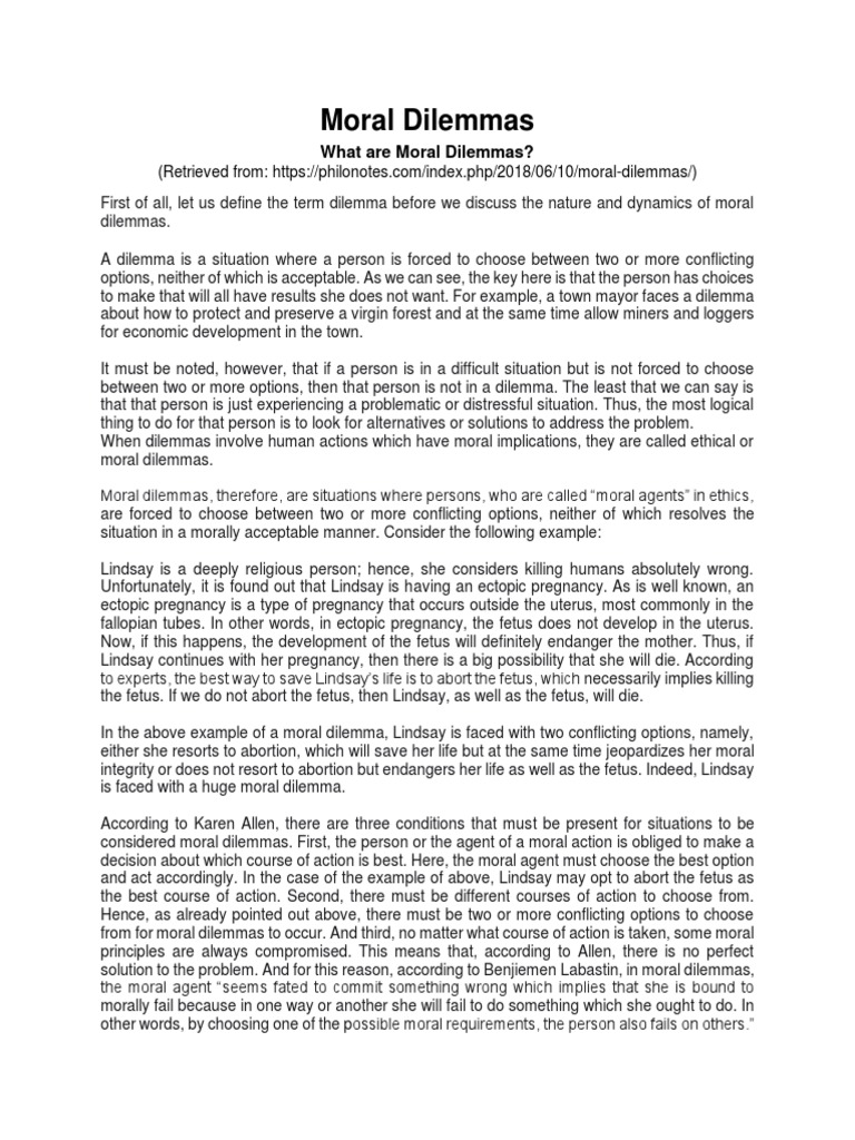 Moral Dilemmas | PDF