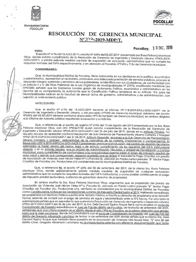 2227 Resolucion de Gerencia N 342 2019 MDPT f2673362c8fb76c5 | PDF