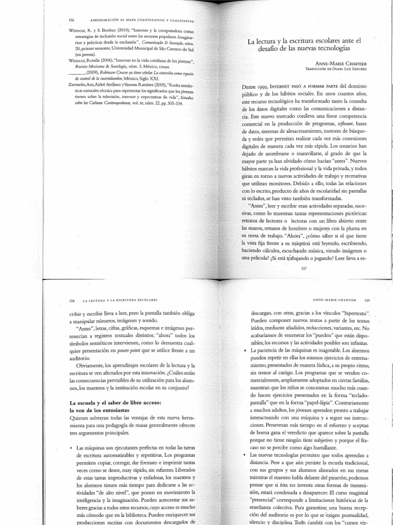 Anne Charter La Lectura y La Escritura Escolares Ante El Desafio de Las ...