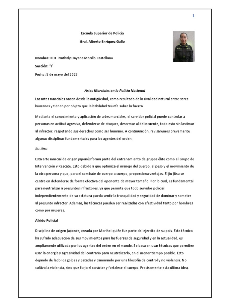 20 KDT. Nathaly Dayana Morillo Castellano | PDF | Policía | Judo