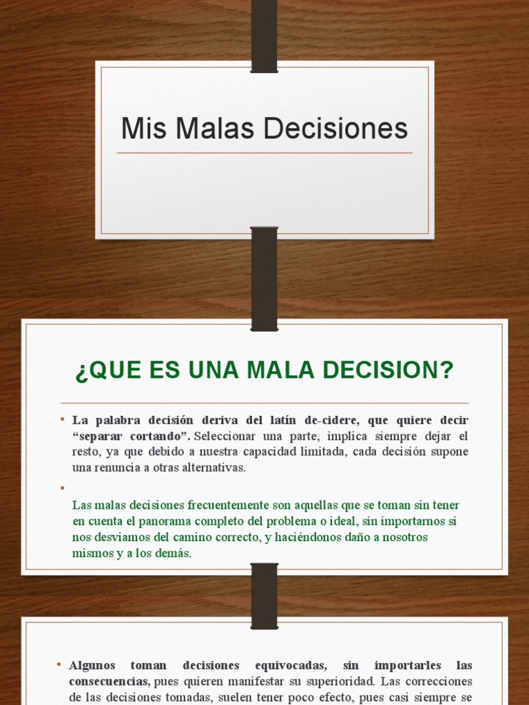Mis Malas Decisiones PPT-2 | PDF