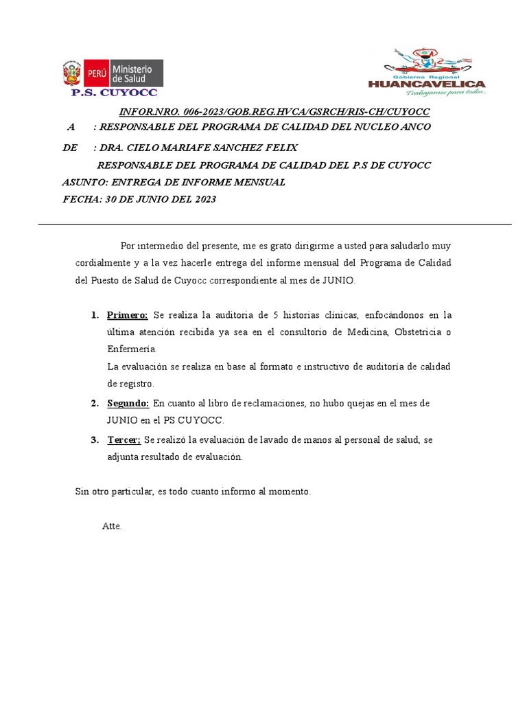 Informe Calidad | PDF