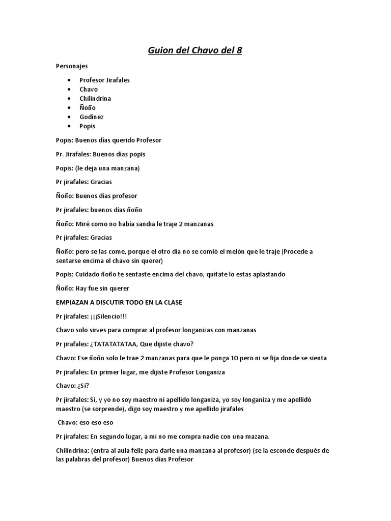 Guion Del Chavo Del 8 2 | PDF