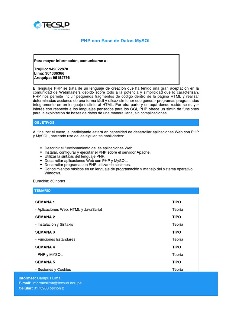 temario | PDF | Php | Lenguaje de programación