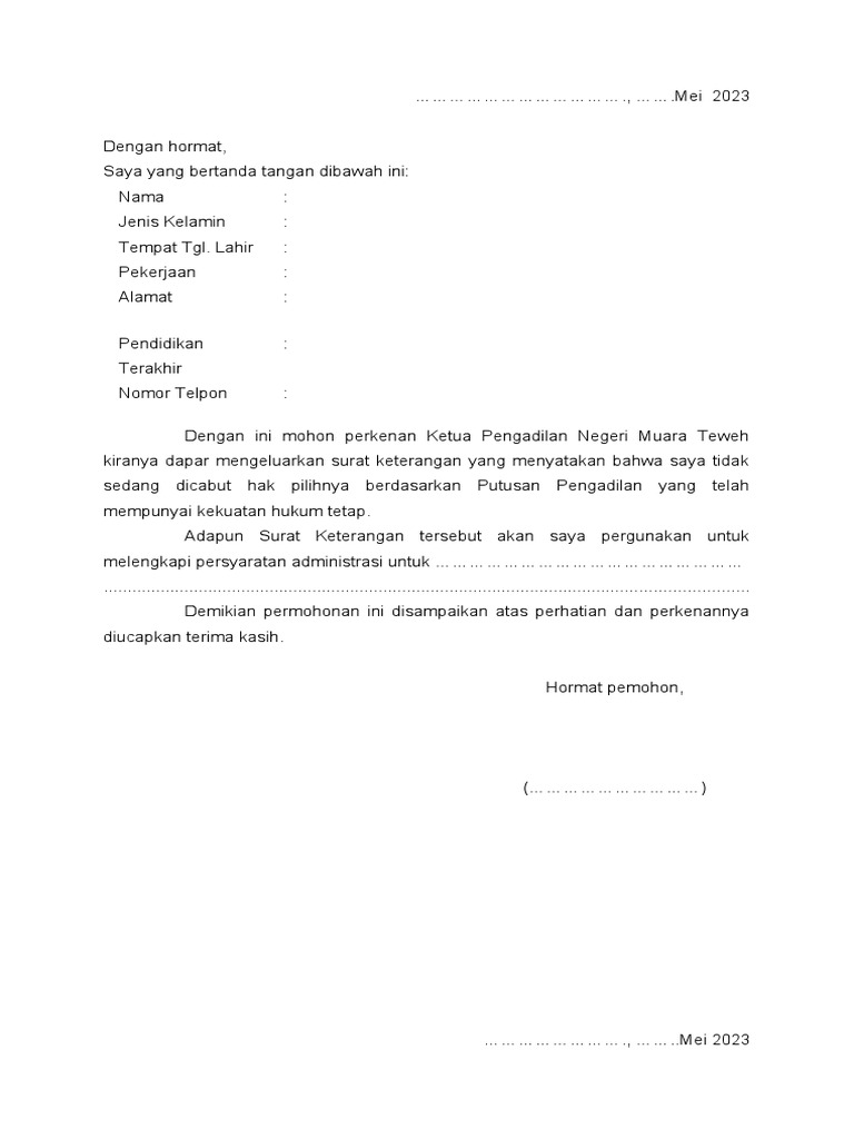 Surat Permohonan Manual | PDF