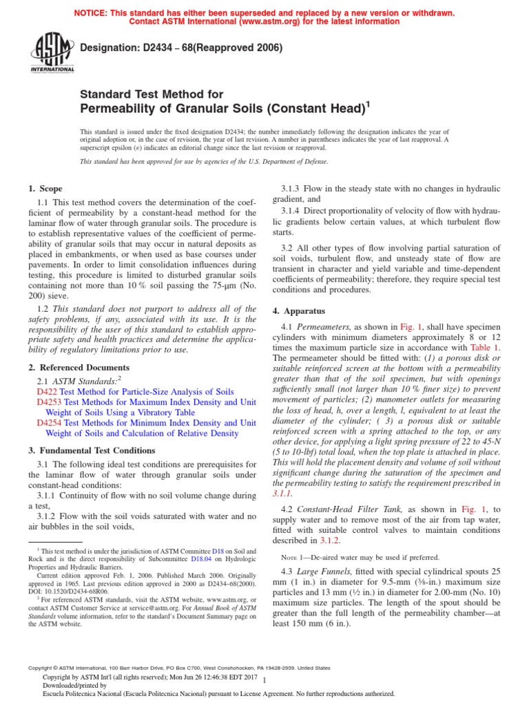 Astm D2434 | PDF | Porosity | Pressure Measurement