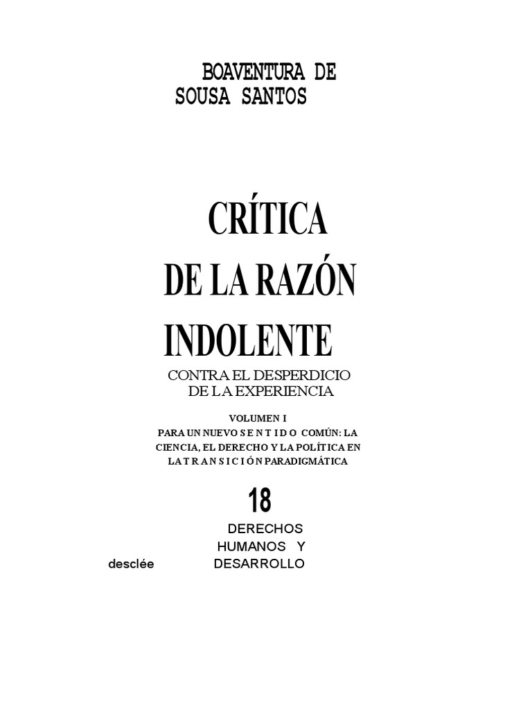 Crítica de La Razón Indolente | PDF | La teoría crítica | Sociología