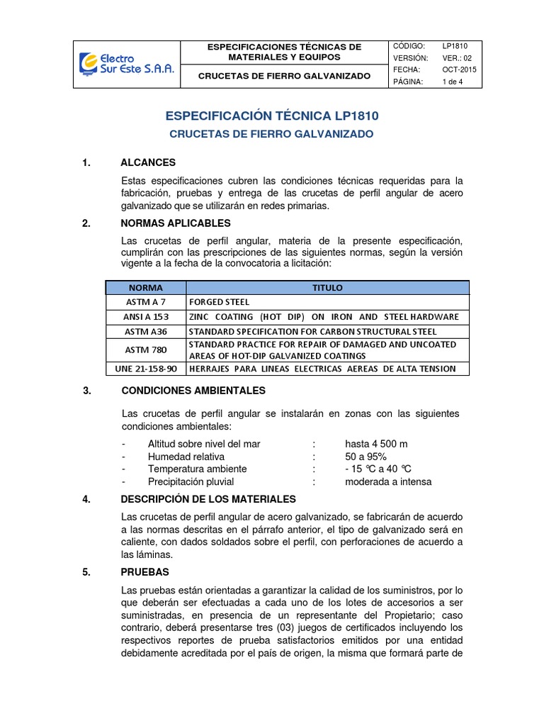 Especificacion de Perfiles | PDF