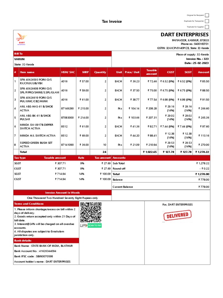 DART Enterprises Tax Invoice 2023 | PDF