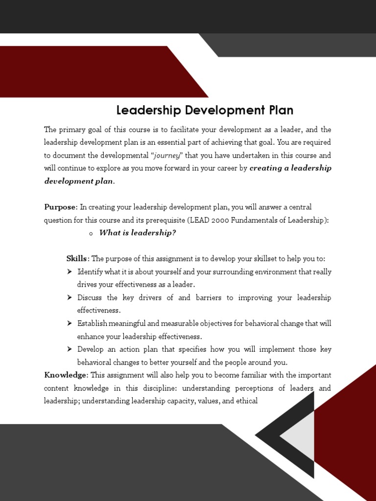 Leadership Development Plan Guidelines | PDF | Leadership | Goal