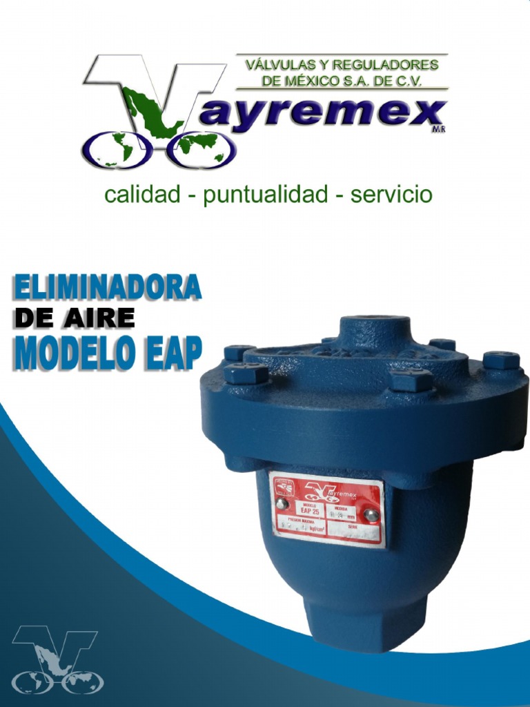 Vayremex Valvula Eliminadora de Aire Eap Hoja Tecnica | PDF | Presión ...