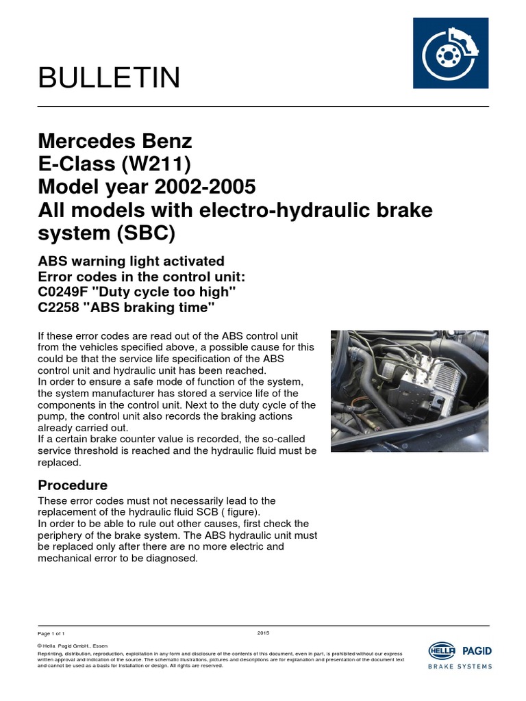 Mercedes E-Class Brake System Alert | PDF