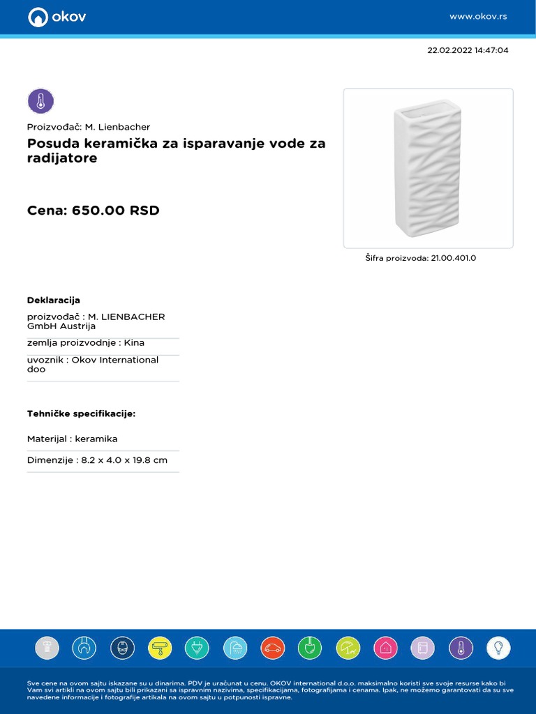 Posuda Keramicka Za Isparavanje Vode Za Radijatore | PDF