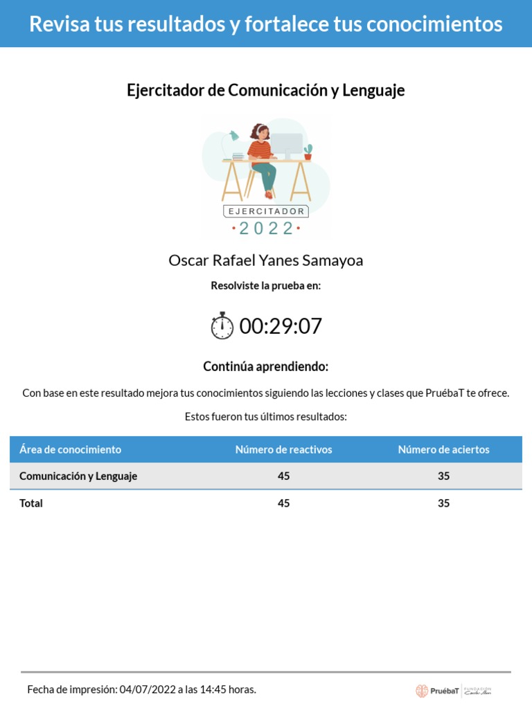 PruébaT Lenguaje | PDF