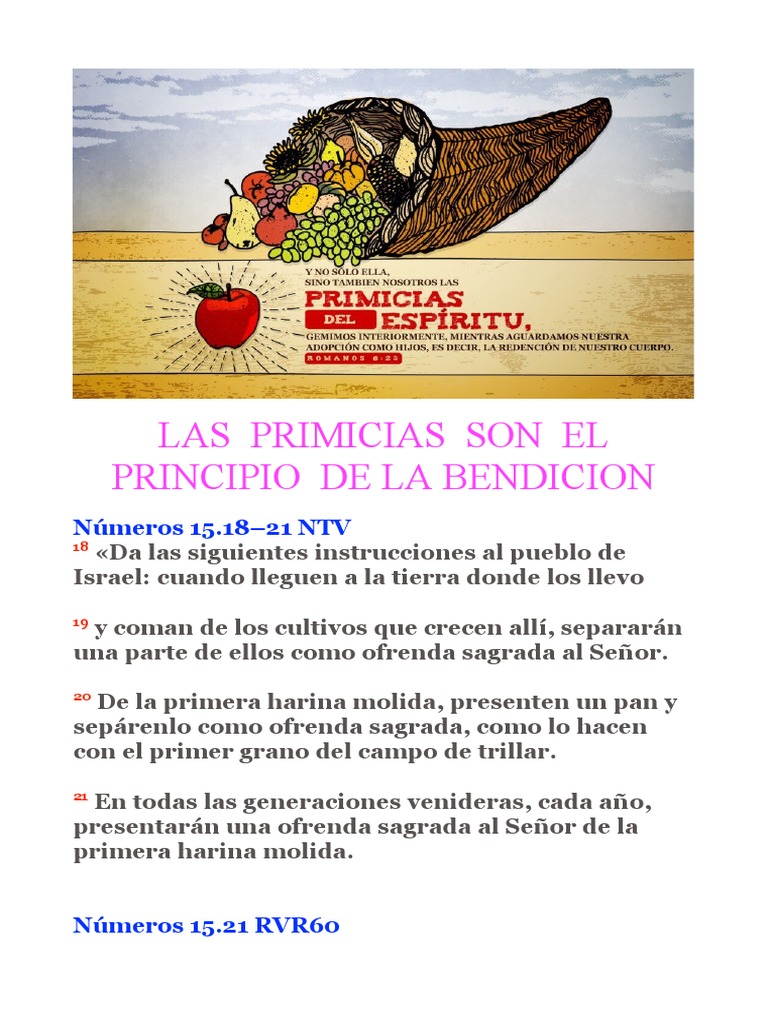 Bendiciones de las Primicias en la Biblia | PDF | Bendición | Cristo ...