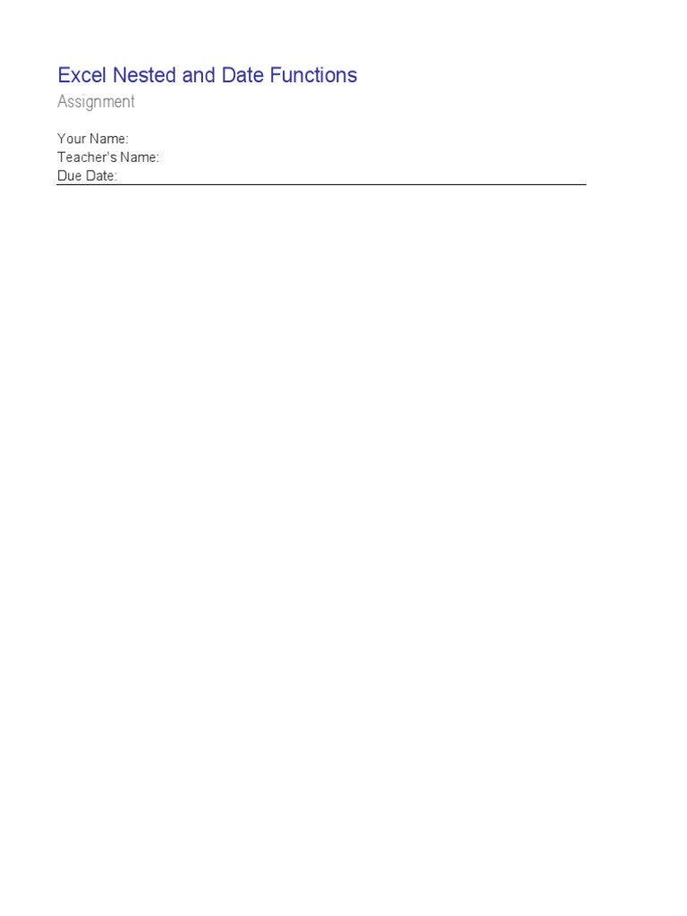 Hands-On Assignment-Excel Nested and Date Functions-Excel Worksheet | PDF